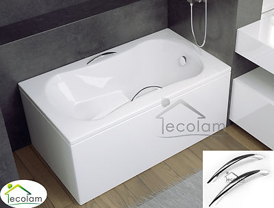 Badewanne 120 x 70 cm Wanne Rechteck Sitzbadewanne mit Sitz Handgriffe ...