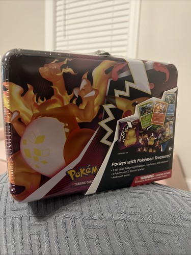 2020 Pokemon TCG Fall Charizard Collectors Treasure Chest Lunch Box Tin ...