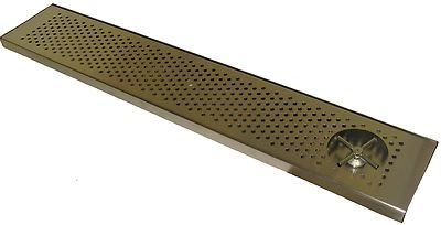 Draft Beer Rinser Drip Tray 45" x 8" W/ S.S. Grill & 4" Metal Drain ...