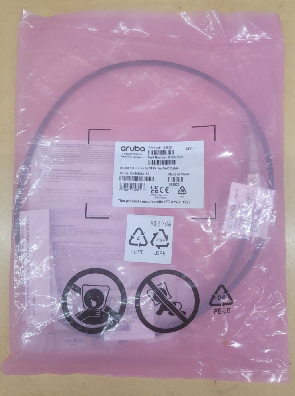 Genuine Aruba J9281D 10G SFP 1m DAC Cable 8121-1300 for sale online | eBay