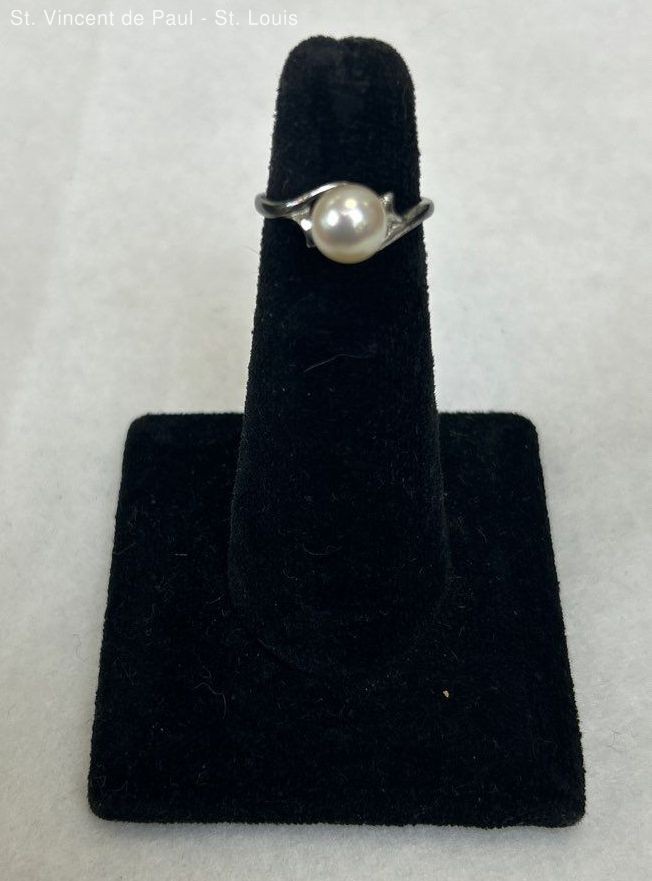 Vintage Mikimoto Estate Akoya Pearl Ring Sterling Silver M.S. Size 5 W ...