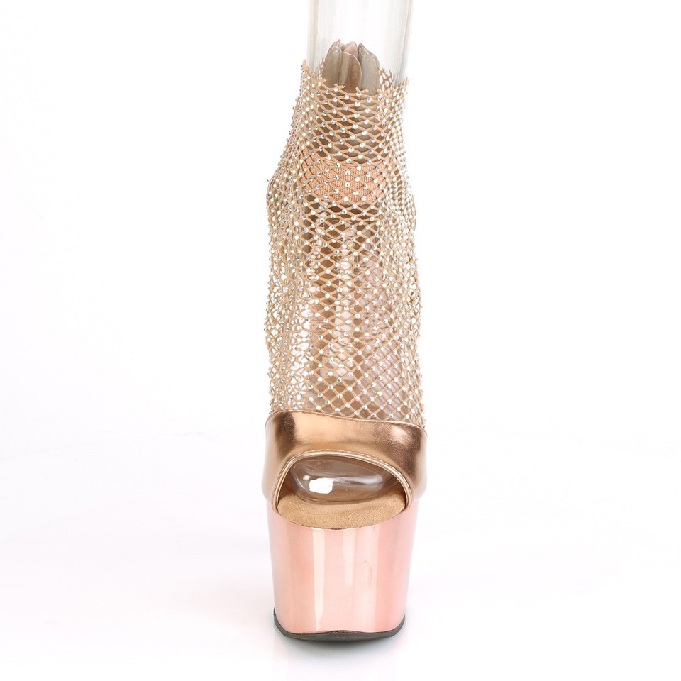 Pleaser ADORE-765RM Size UK 8 R.Gold Metallic Pu-RS Mesh/R.Gold Chrome ...