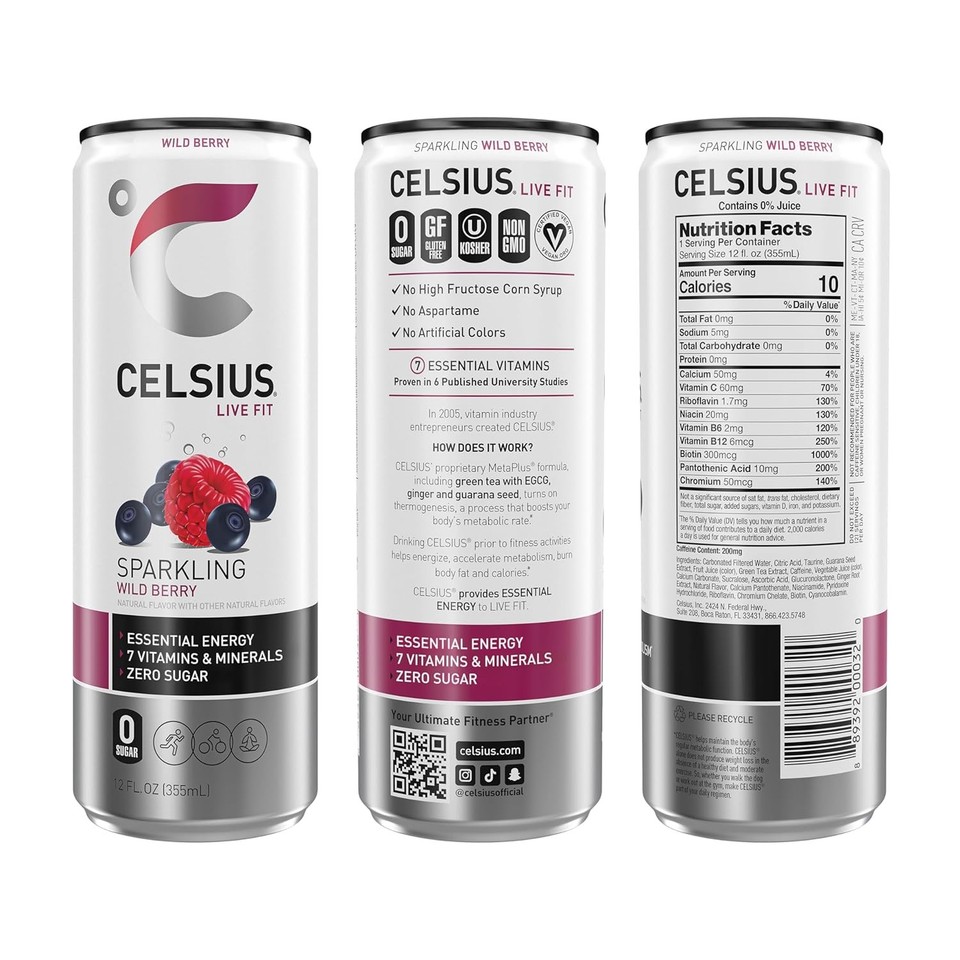 Celsius Energy Drink Sparkling Berry 12 fl oz (Pack of 12) | eBay