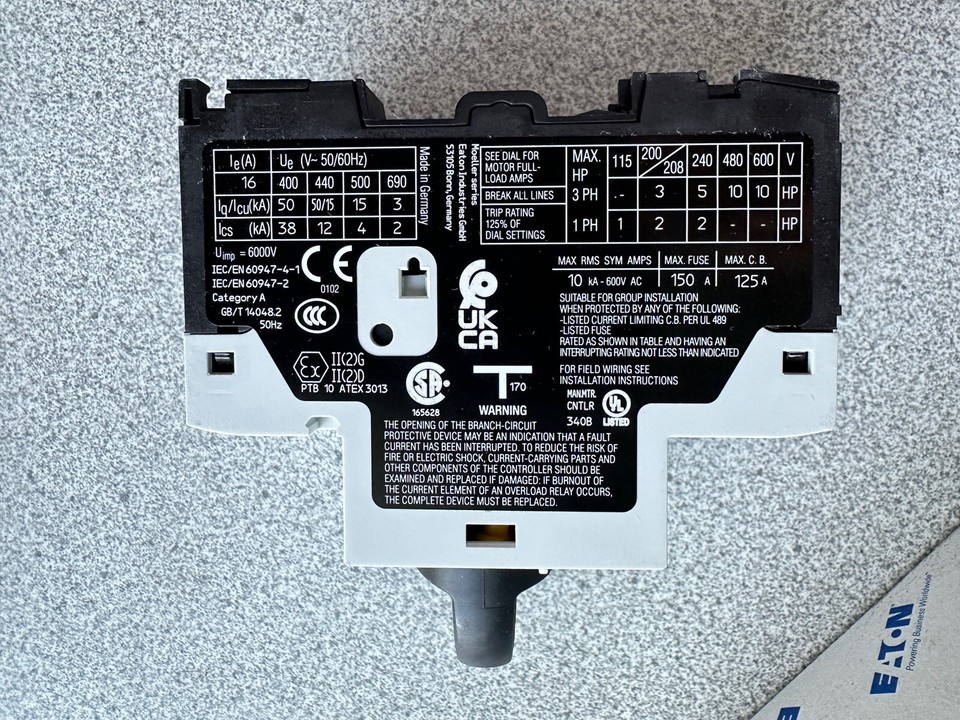 NEW Eaton Moeller PKZM0-16/AK 16A 3P Electric Motor Circuit Breaker ...