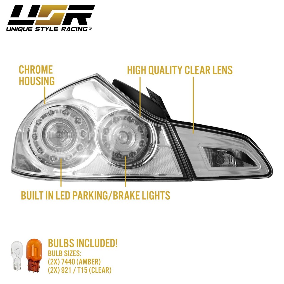 All Clear Tail Light Set Left + Right For 2007-2013 Infiniti G35 / G37 ...