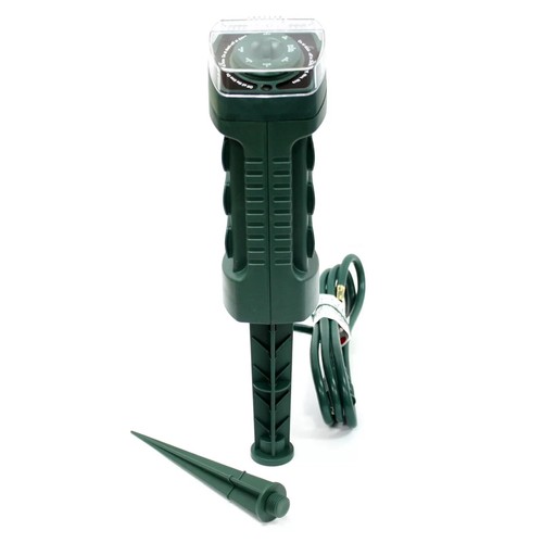 6 Outlet Outdoor Yard Grounded Power Stake Timer DawnDust Light Sensor ...