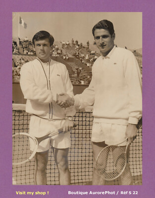 PHOTO PRESSE TENNIS 1955, FRANCE-CANADA, HARRY FAUQUIER & PIERRE DARMON ...