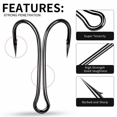 50/100 pcs Fishing Double Hooks High Carbon Steel Frog Hook Sharp Barb ...