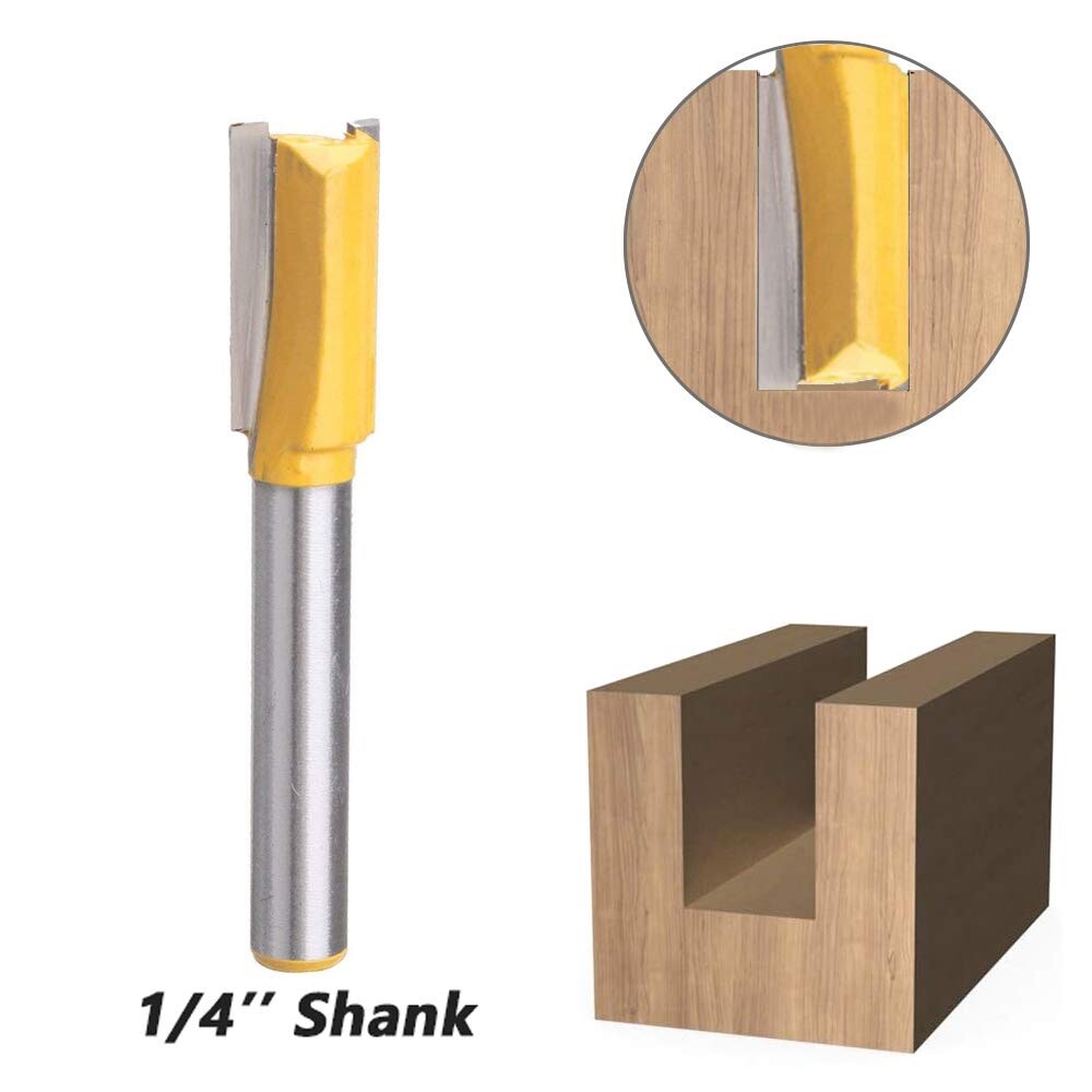 5 Pcs 1/4" Shank Straight Router Bit Set Wood Milling Cutter ...