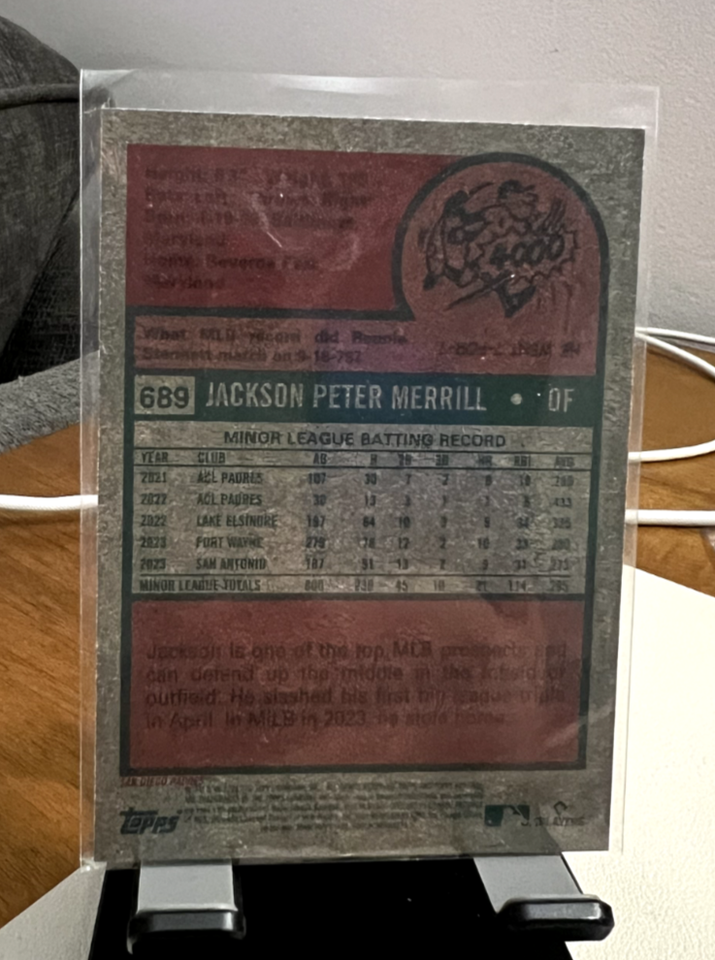 Jackson Merrill 2024 Topps Heritage High Number Rookie RC Card #689 ...