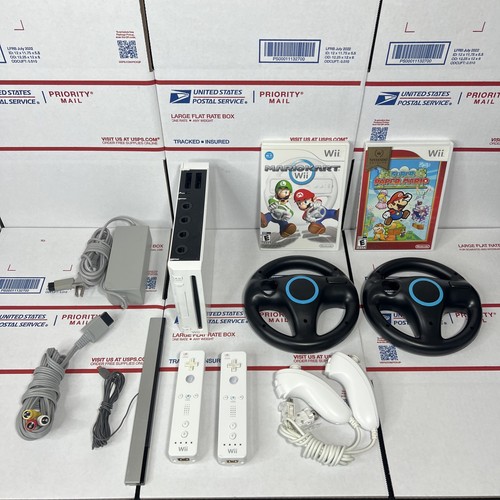Nintendo Wii Bundle + MARIO KART + PAPER MARIO -+ Wheels - NEXT DAY ...
