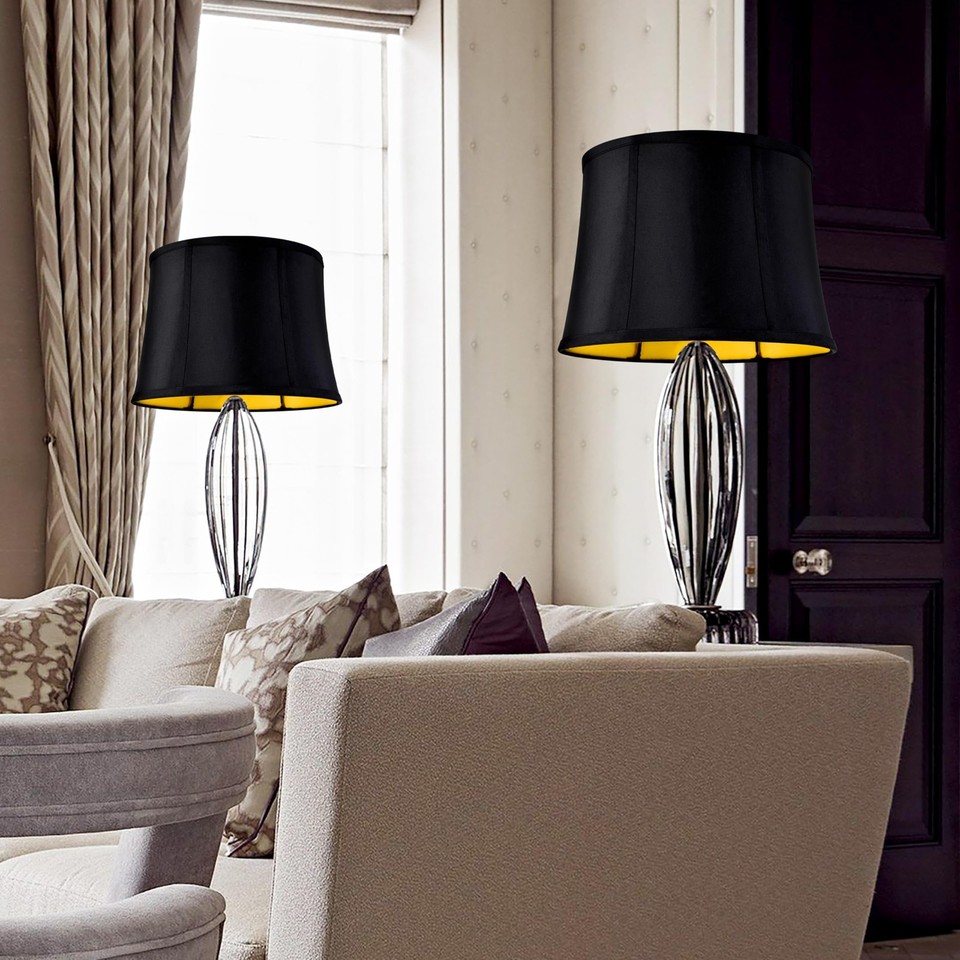 GOSO Medium Black Drum Lamp Shade for Table Lamps Floor Lamp-12x14x10 ...