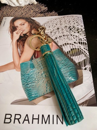 🐬BRAHMIN LARGE TURQUOISE MELBOURNE TASSEL HARD to FIND!! PURSE CHARM ...