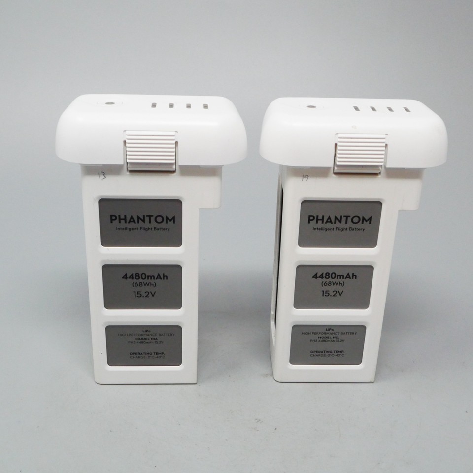 2 OEM Genuine DJI Phantom 3 Intelligent Flight Batteries - 13 & 19 ...