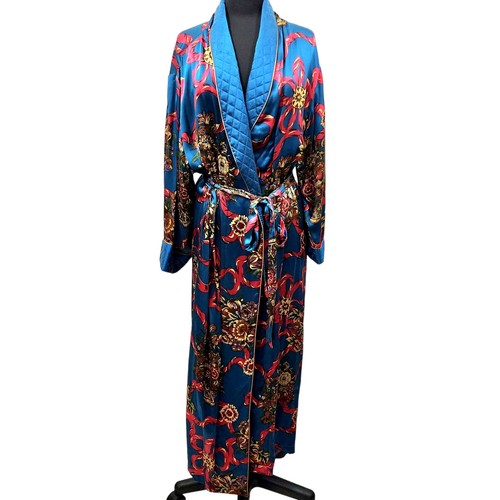 Vintage Victoria's Secret Gold Label 100% Silk Robe Quilted Floral Teal ...