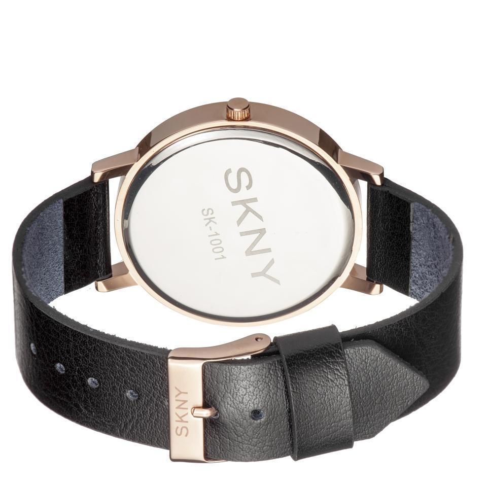 SKNY Men's SK1001 Gold and Black Genuine Leather Watch | eBay