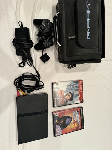 Sony PlayStation 2 PS2 Slim Black Bundle With GPAK Travel Case And ...