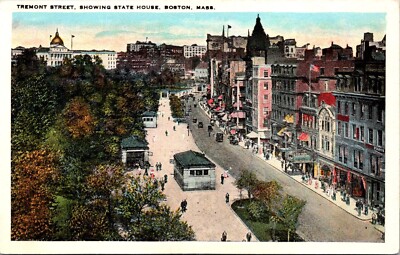 Tremont Street Showing State House Boston Massachusetts Postcard | eBay