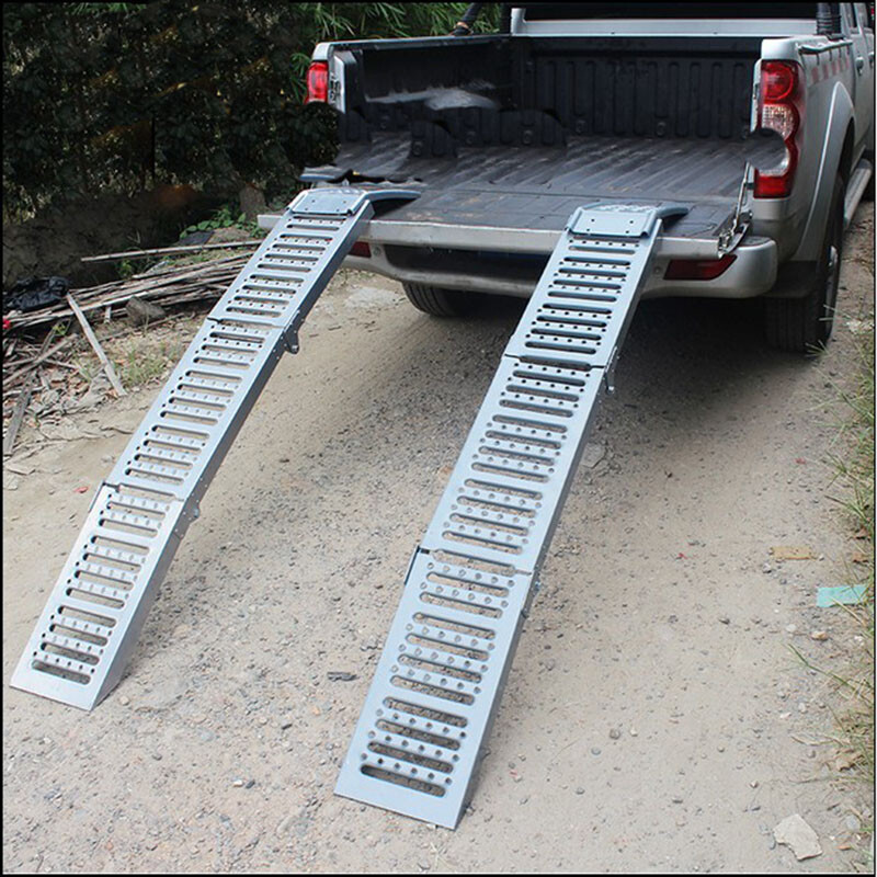 Folding Aluminum Lawn Garden Car Short Bed Truck Ramps Motorcycle Ramp ...