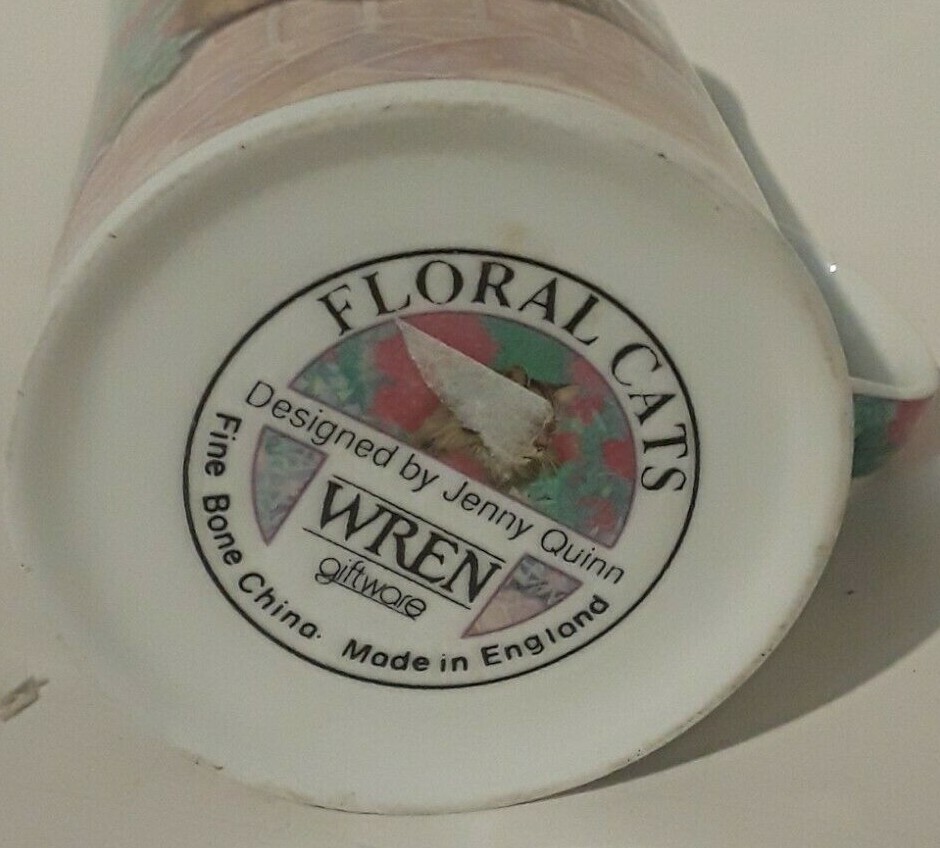 Wren Giftware FLORAL CATS By Jenny Quinn Coffee Mug, Vintage | eBay