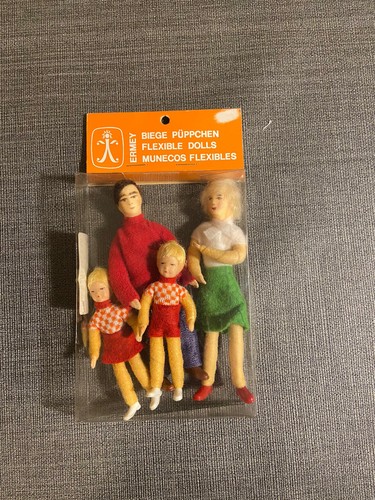 Vtg German Erna Meyer Dollhouse Dolls Family Of 4 Flexible Poseable Mohair Wigs | eBay