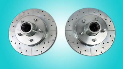 1960-1972 C10 Truck 5 Lug Front Rotors 5 on 5 Drilled Slotted 5516 Zinc ...
