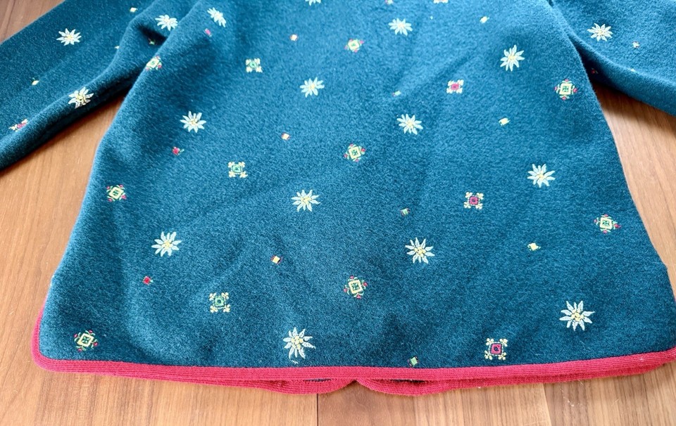 Geiger Boiled Wool Cardigan Sweater Jacket Snowflake Button Front | eBay