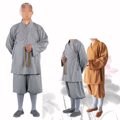 Shaolin Monk Robe Kung fu Uniform Buddhist Meditation Tai chi Suit ...