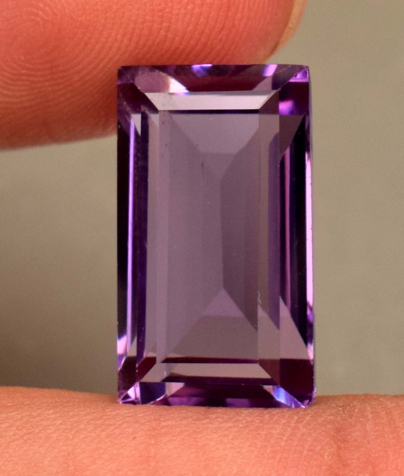 Natural Purple Color Amethyst Gemstone Baguette Cut 11.90 Ct Certified ...