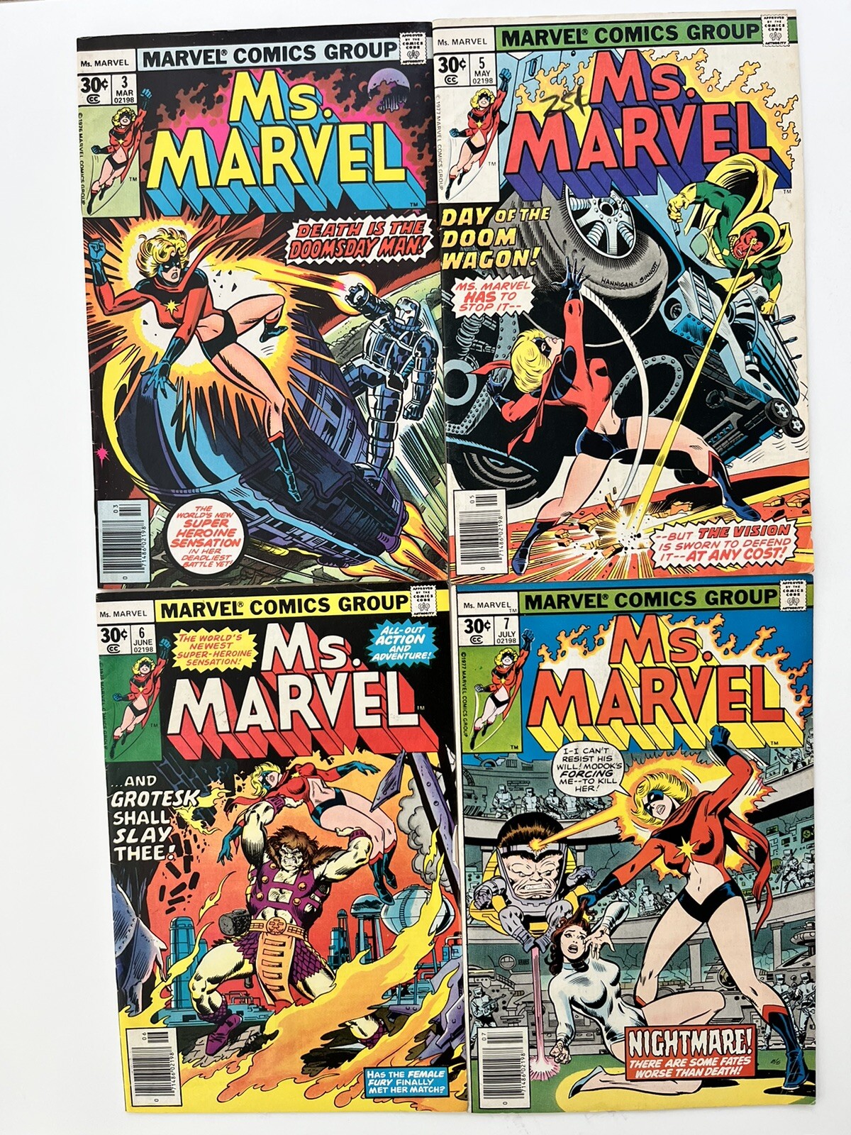 Ms Marvel Issues#3, 5-7 (4) comics lot, Ms.Marvel vs Grotesk/Vision,Mid ...