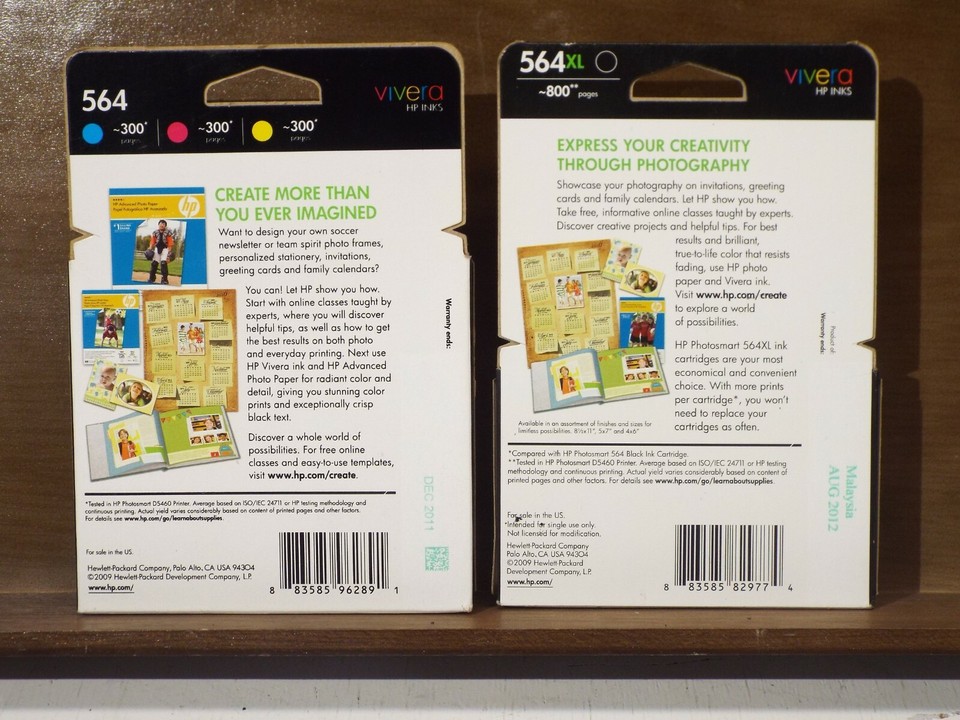 Sealed HP Photo Smart 564 Color Combo Pack + Photo Black 564xl ...