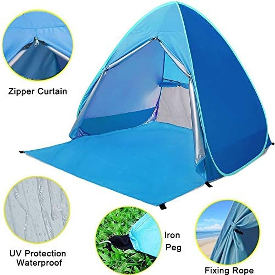 Pop Up Beach Tent Shade Sun Shelter UPF 50+ Canopy Cabana 2-3 Person ...