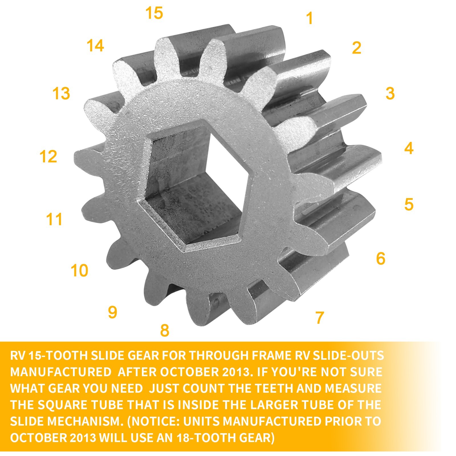 15-Tooth Spur Gear for Hydraulic/Electric Through-Frame Slide-Out on RV ...