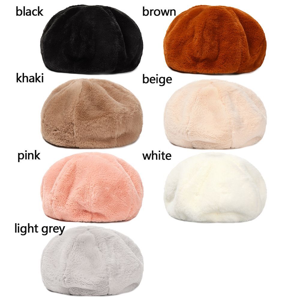 Outdoor Winter Warm Pure Color Female Bonnet Ladies Beret Vintage ...
