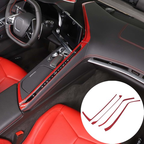Red Carbon Fiber Central Control AC Switch Strip Trim For Corvette C8 ...