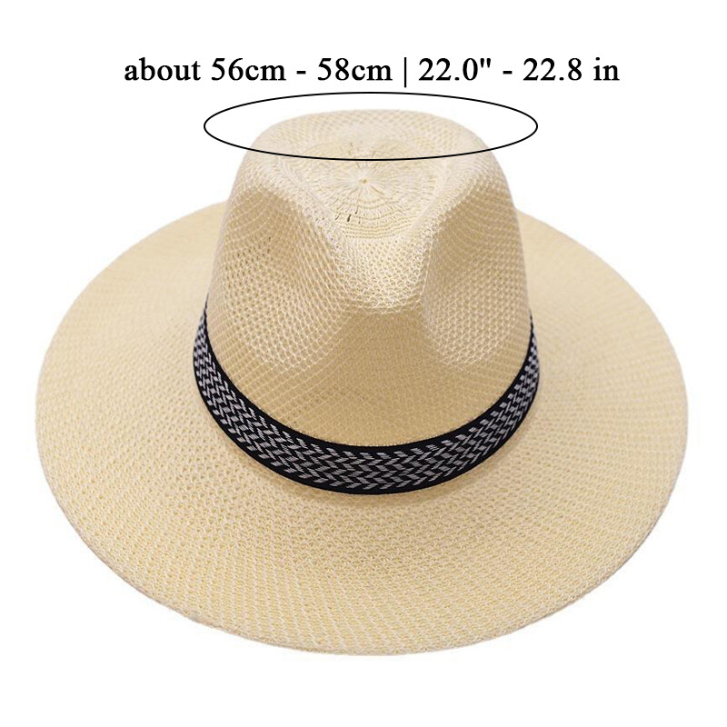 Men Women Straw Jazz Fedora Hat Trilby Cuban Sun Cap Panama Short Brim ...