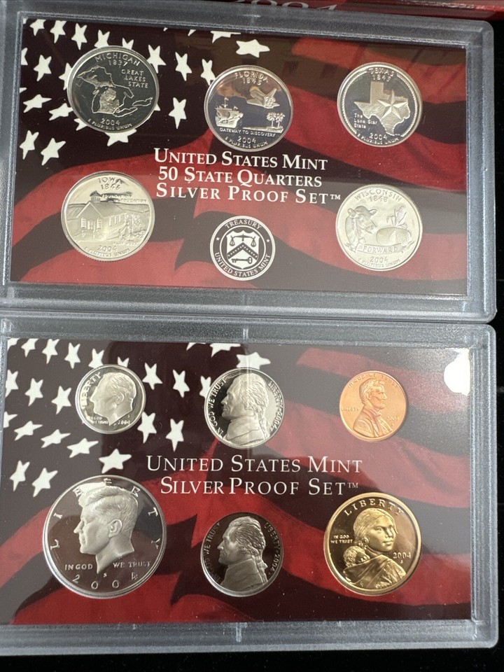 2004 U.S. Mint SILVER Proof Set (S)- 11 Coins Including Quqrters ...