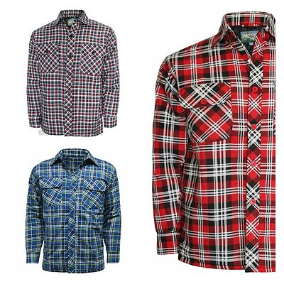 Mens Lumber Jack Outdoor Quilted Padded Checked Shirt Jacket Top Size ...