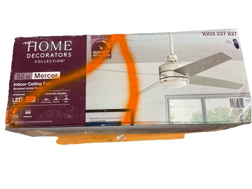 Home Decorators Mercer 52 in. LED Indoor Brushed Nickel Ceiling Fan See ...