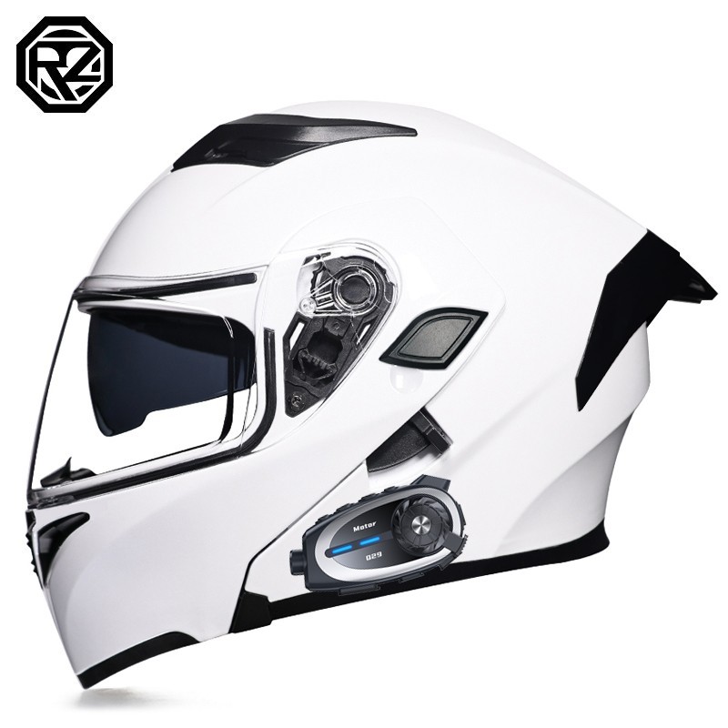Bluetooth Motorcycle Intercom Modular Helmet Built-in Camera Dual Visor ...