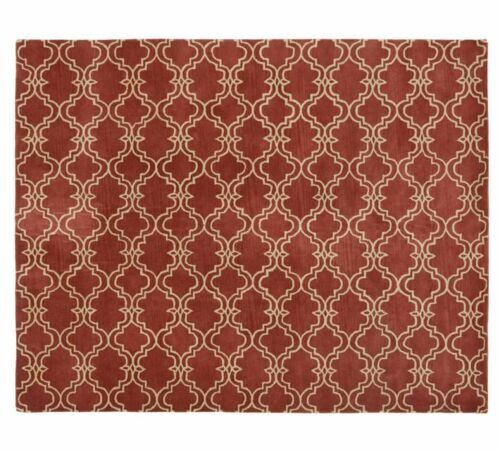 Pottery Barn scroll tile Porcelain terra cotta 8X10 modern wool area ...