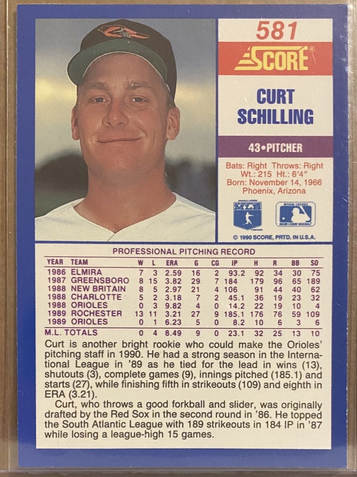 Curt Schilling RC 1990 Score #581 | eBay