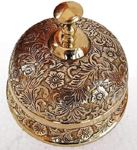Table Desk Bell Antique Vintage Brass Hotel Service Ornate Reception ...