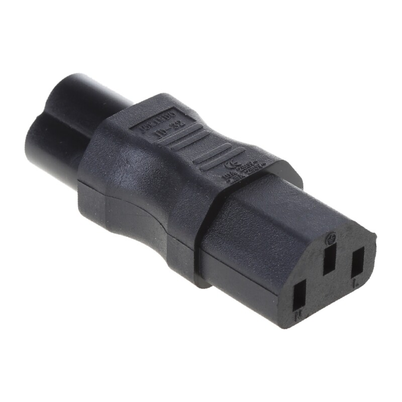IEC 320 3-Pin C13 Female To C6 Male Cloverleaf Plug AC Power Adapter ...