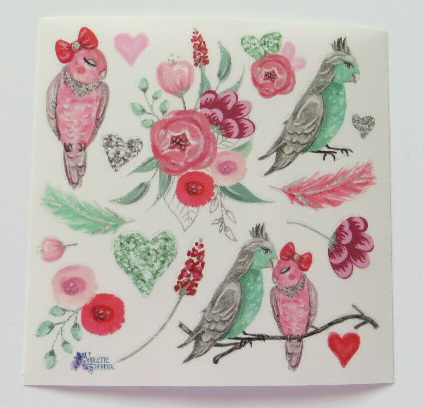 Violette Stickers - LOVE BIRDS - 4x4 Square of RETIRED Stickers #K31 | eBay