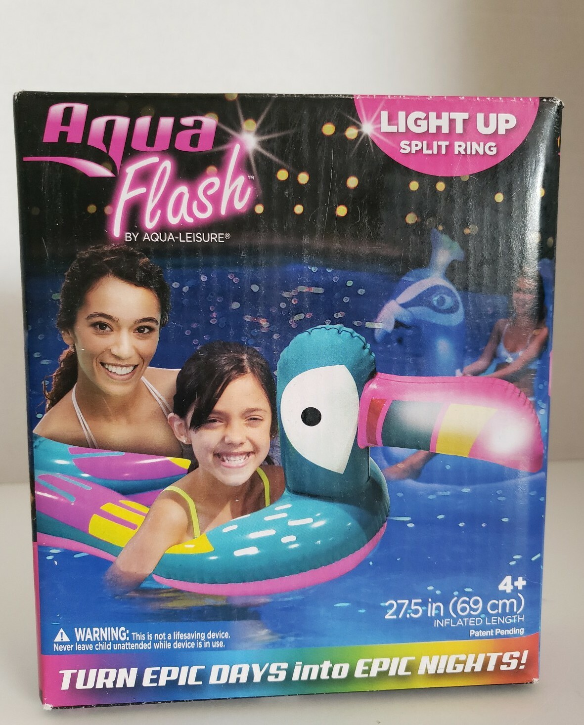 TOUCAN FLOATIE LIGHT-UP SPLIT-RING INFLATABLE KIDS FLOATIE AQUA-FLASH ...