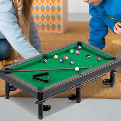 Pool Table Set for Kids Indoor Game Toy Billiard Cues Small Tabletop ...