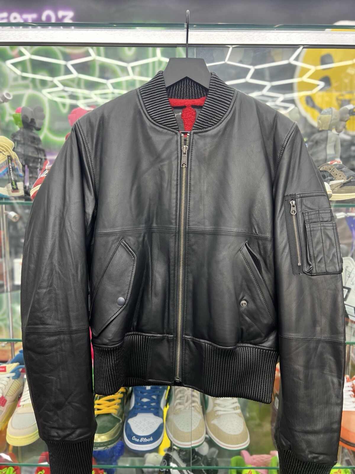 VLONE SHEARLING RUNWAY LEATHER BOMBER JACKET BLACK RE… - Gem