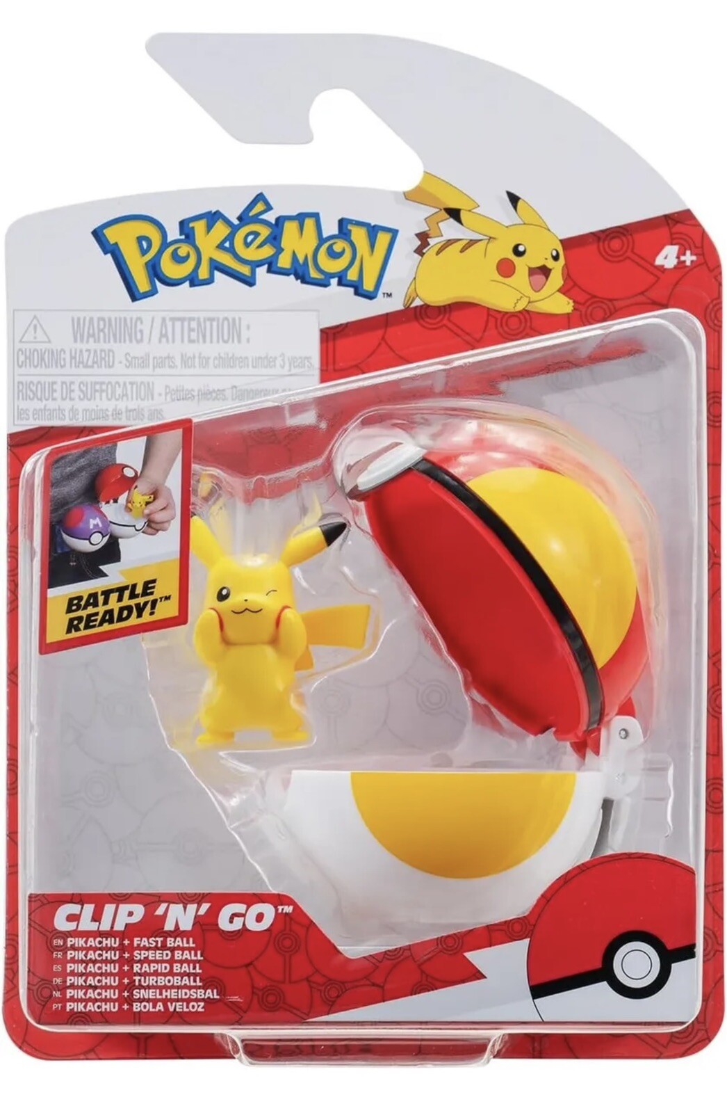 Jazwares Pokemon Clip n Carry Pokeball Pikachu with Fast Ball Battle ...