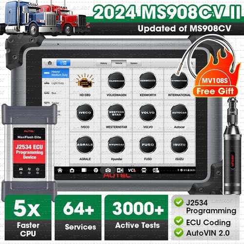 Autel MaxiSys MS908CV II 2024 Heavy Duty Truck Scanner Diesel ...